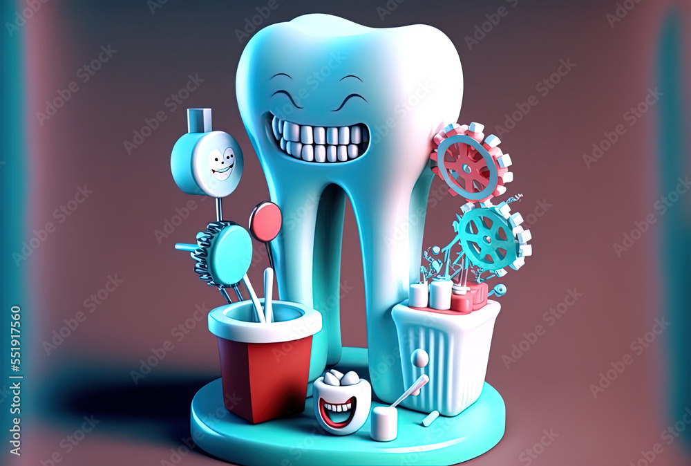 Animation of healthy teeth rotating. teeth with dental equipment ...