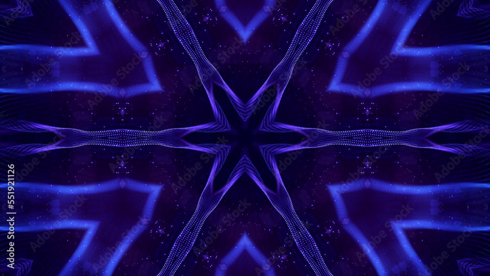 3d render. Blue motion design bg with symmetrical star pattern ...