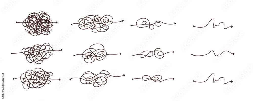 Simple line and complex easy way. Scribble doodle chaos mindset ...