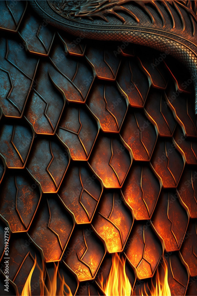 Image of Dragon skin futuristic tiles texture. Ai generated content ...