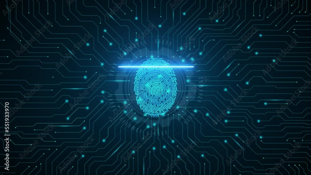 Biometrical fingerprint scanning concept. Access granted sign. Security ...