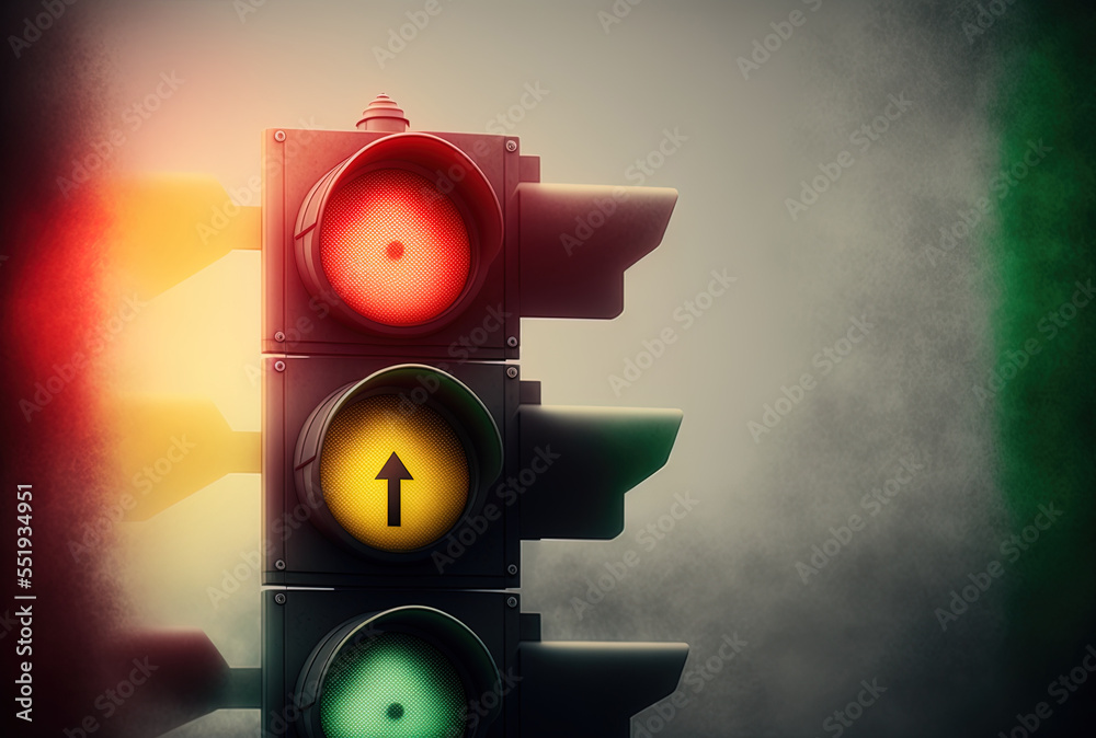 Signage for traffic lights on a hazy background. Generative AI Stock ...