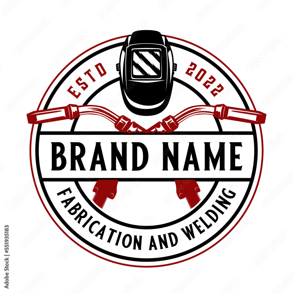 welding workshop logo design. welder tool concept in emblem, for ...