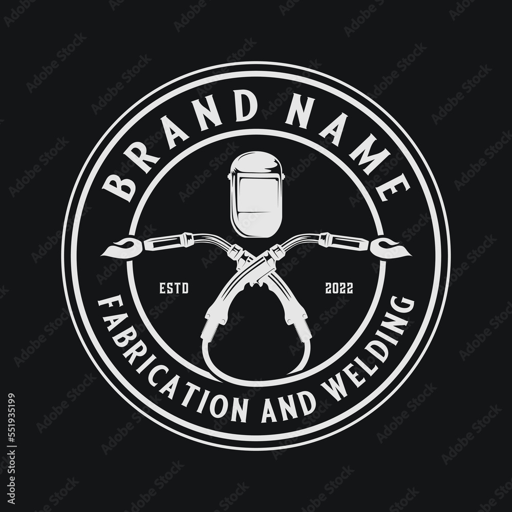 welding workshop logo design. welder tool concept in emblem, for ...