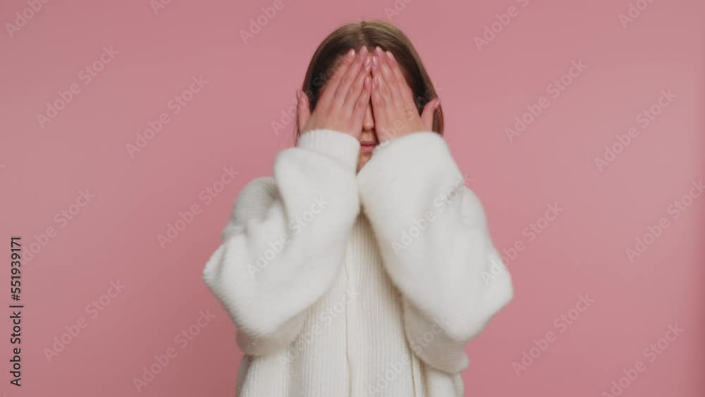 Dont want to look at ther, awful. Lovely shocked millennial woman ...