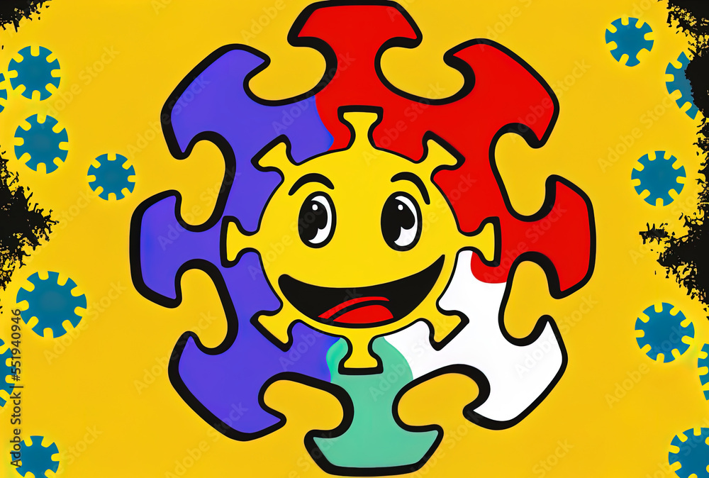 Cartoon representation of the Covid 19 coronavirus's mascot, which has ...