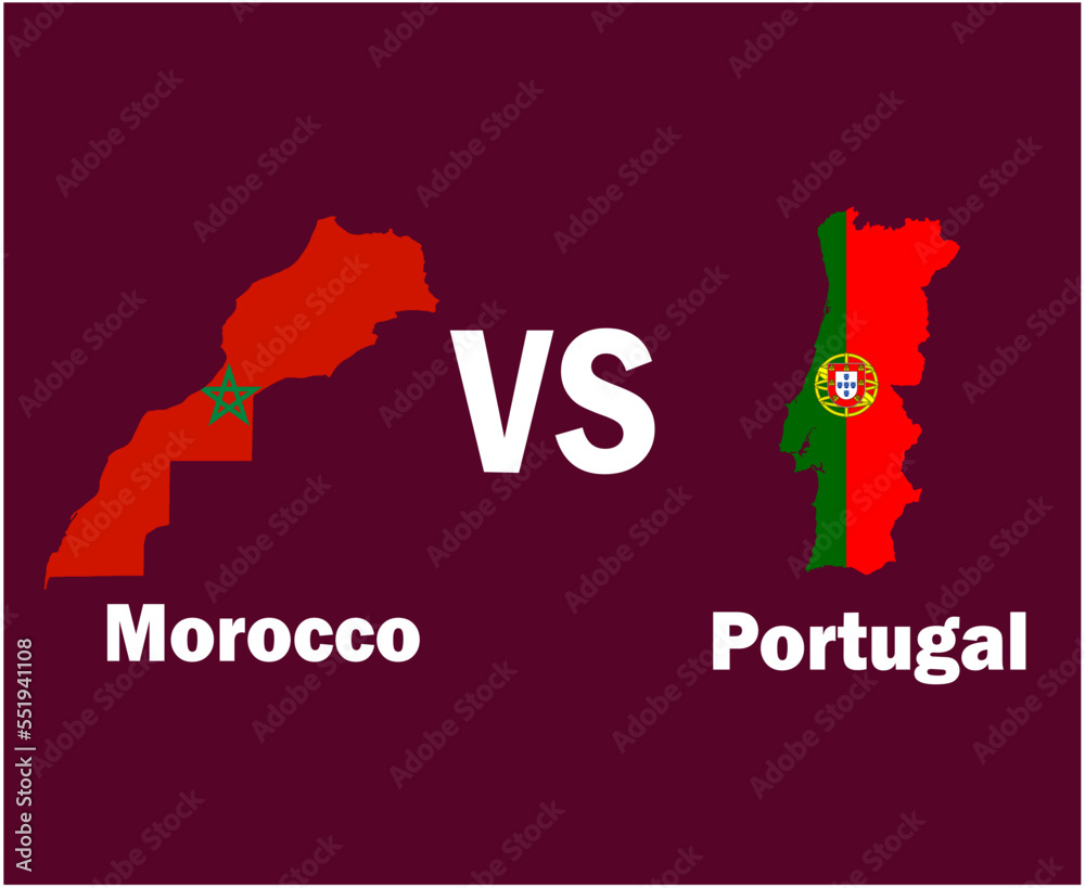 Morocco Vs Portugal Map With Names Symbol Design Europe And Africa ...