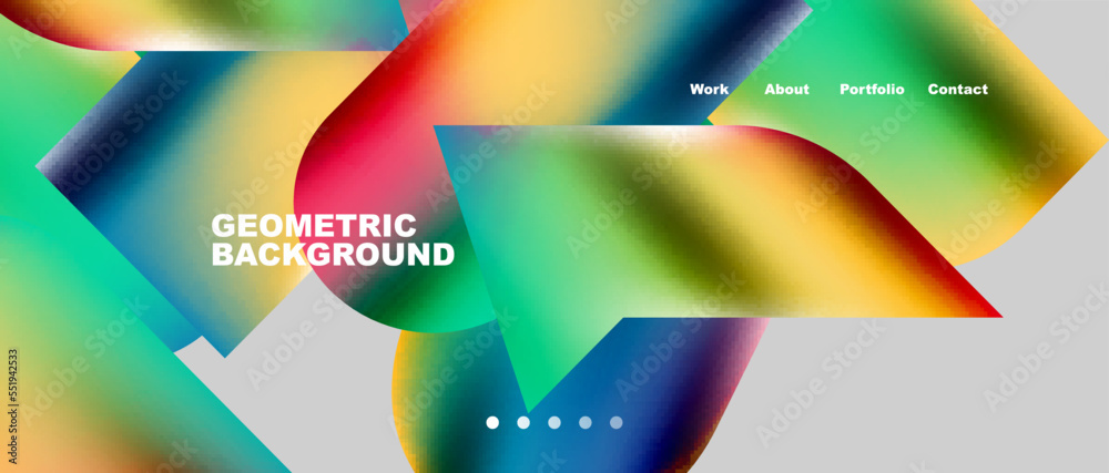 Landing page background template. Colorful plastic round shapes ...