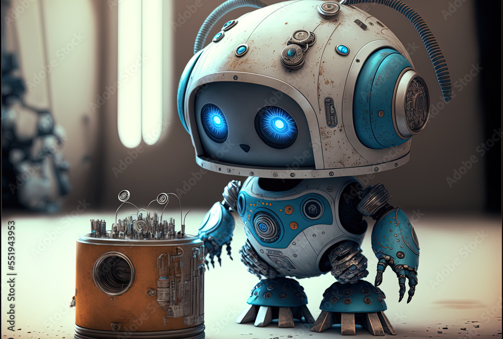 A adorable robot helper or robot with artificial intelligence and a display. Generative AI Stock ...