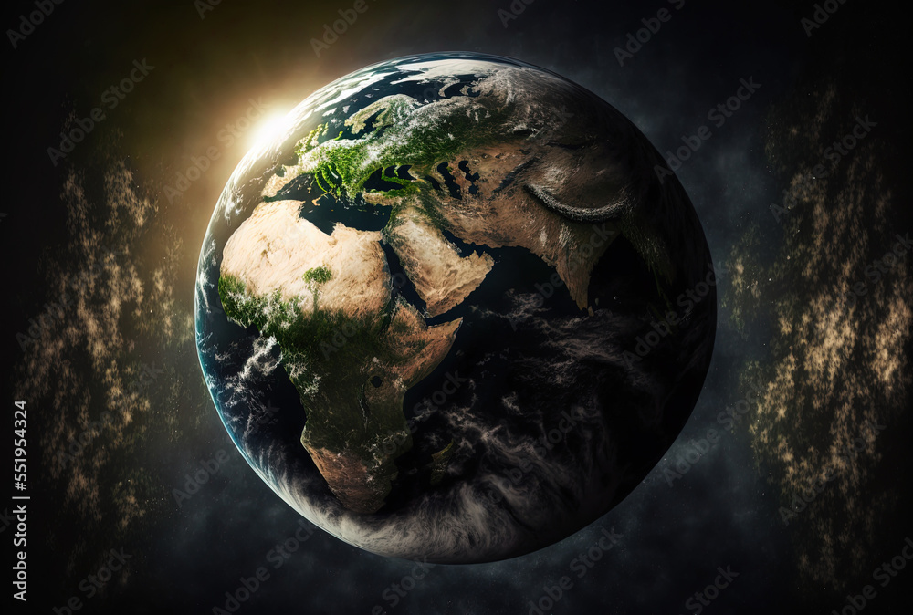 planet earth globe view from space with a global map and realistic ...
