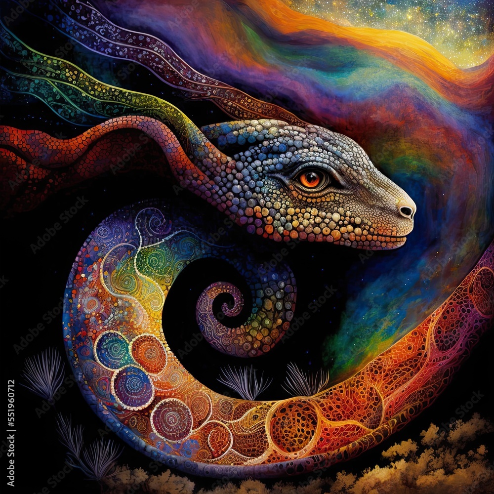Rainbow serpent Australian Aboriginal dreamtime creation of Australia ...