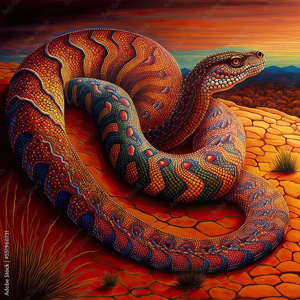 Rainbow serpent Australian Aboriginal dreamtime creation of Australia ...