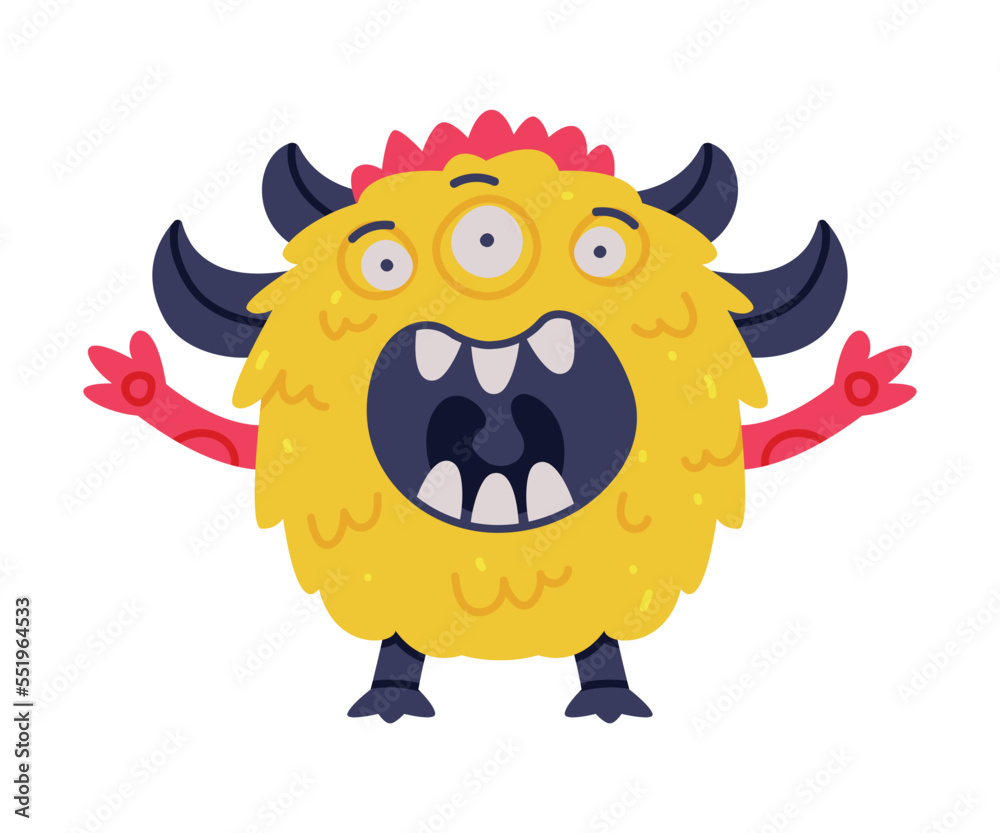 Monster Alphabet with Yellow Furry Capital Letter O with Bulging Eyes ...