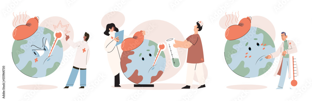 Global warming. High temperature and hot weather Earth. Climate change ...