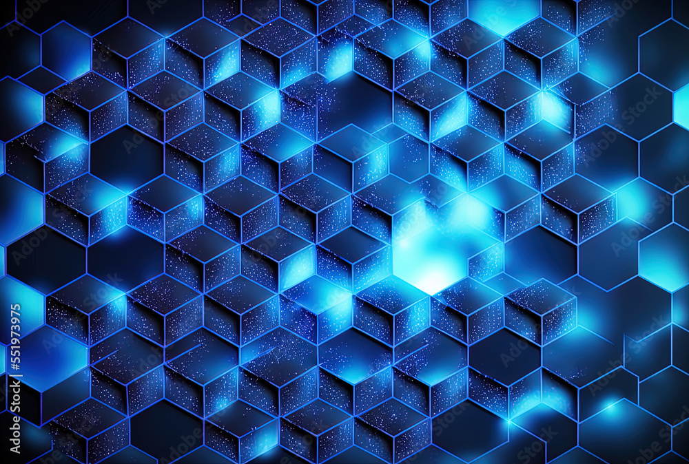 Blue gradient background with blockchain technology. Generative AI ...