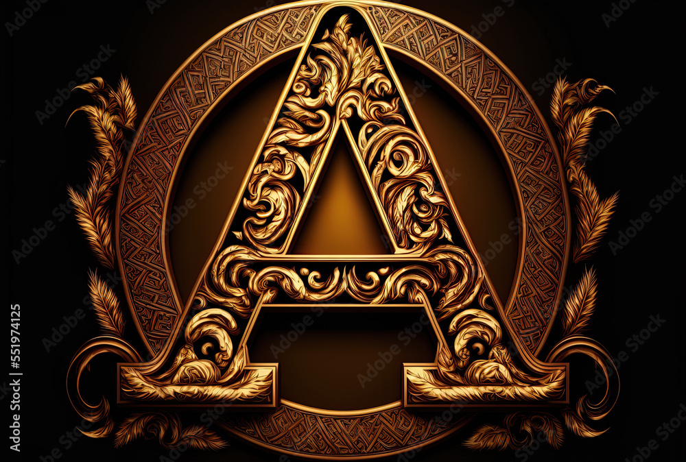 Alpha symbol. Greek alphabet symbol, alpha letter, abstract gold ...