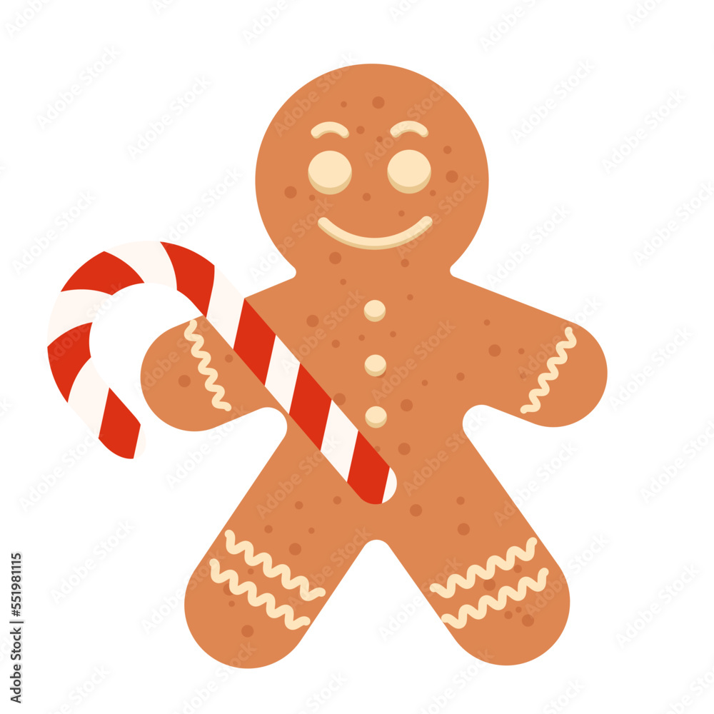 Gingerbread man with lollipop isolated on transparent background ...