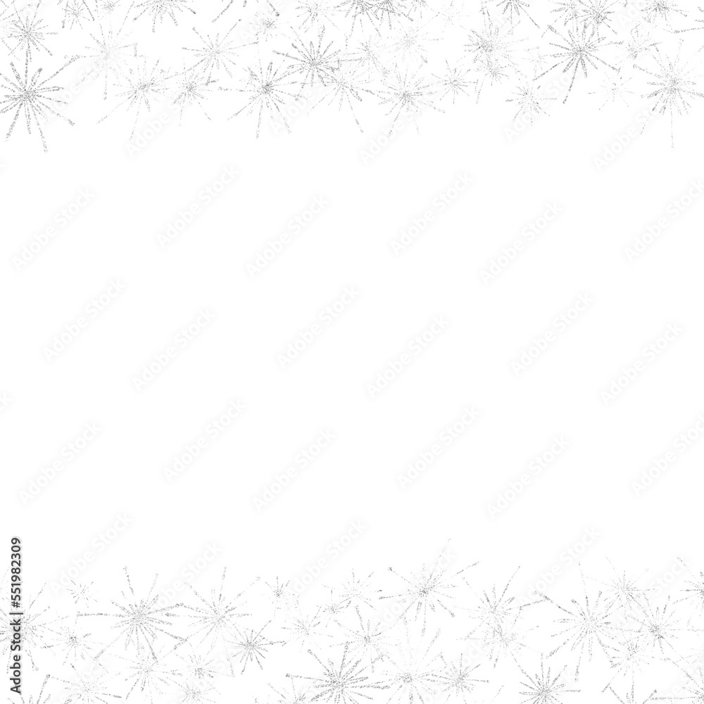 isolated white silver snowflakes top and bottom border overlay on a ...
