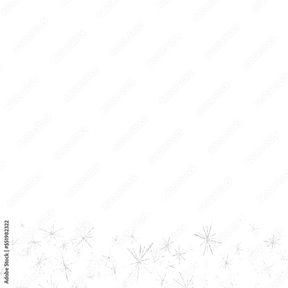 isolated white silver snowflakes bottom border overlay on a transparent ...