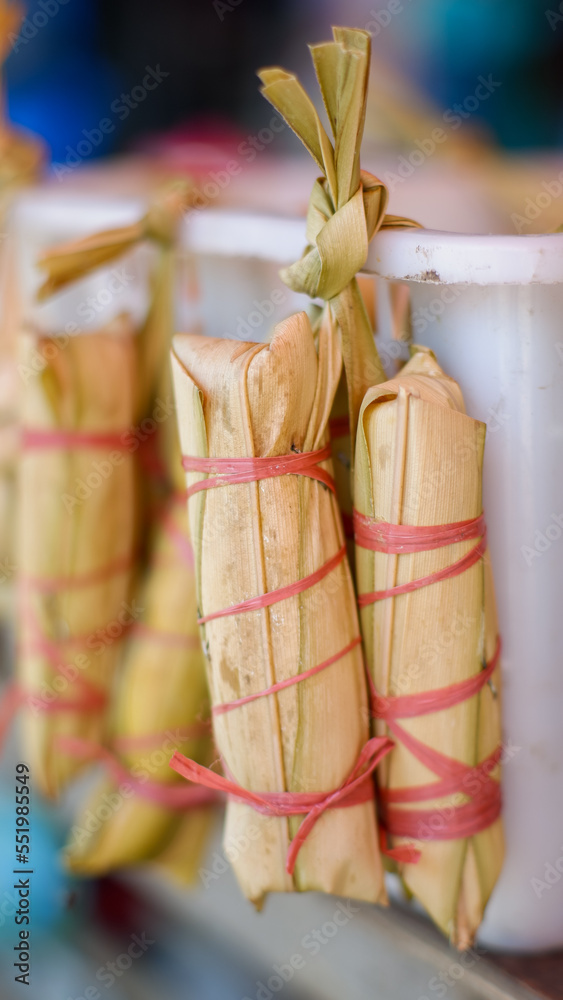 'Lepet' is a traditional food from Java, Indonesia. The outer skin is ...