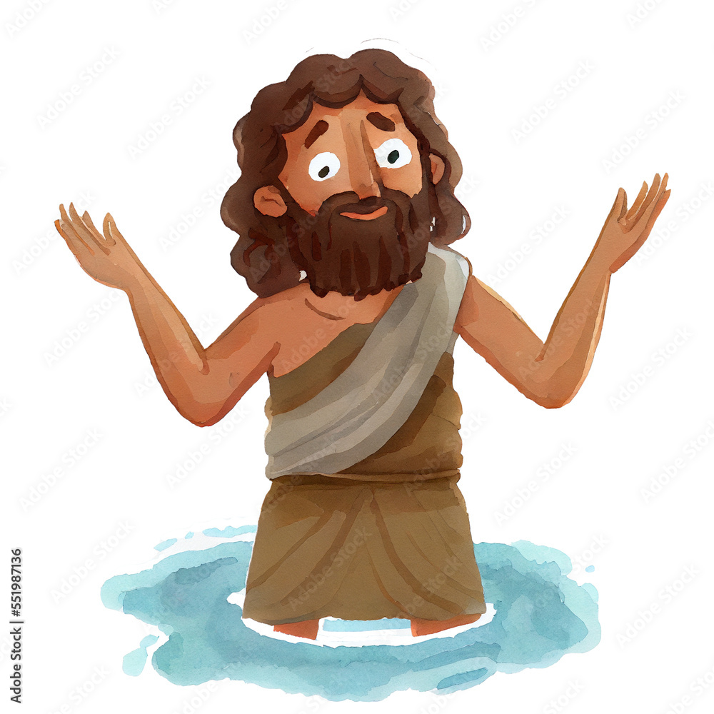 Christianity, religion, Bible concept. Baptism in Jordan river water ...