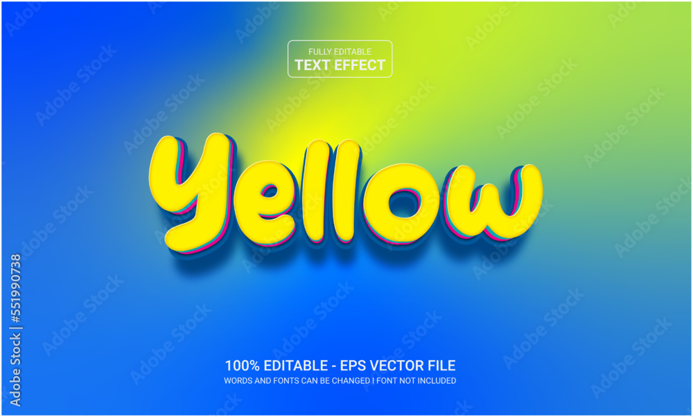 Editable 3d text effect Yellow cartoon template stlye modren concept ...