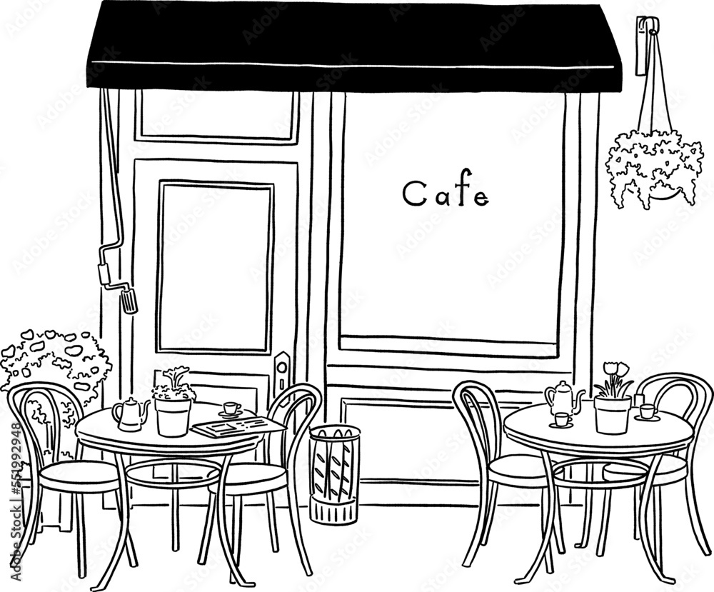 Cafe Front shop with table and seat Restaurant Business in city Hand ...
