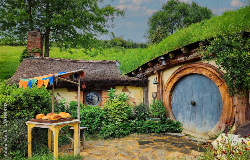 MATAMATA- NEW ZEALAND -NOVEMBER -2- 2022: Hobbiton - movie set created ...