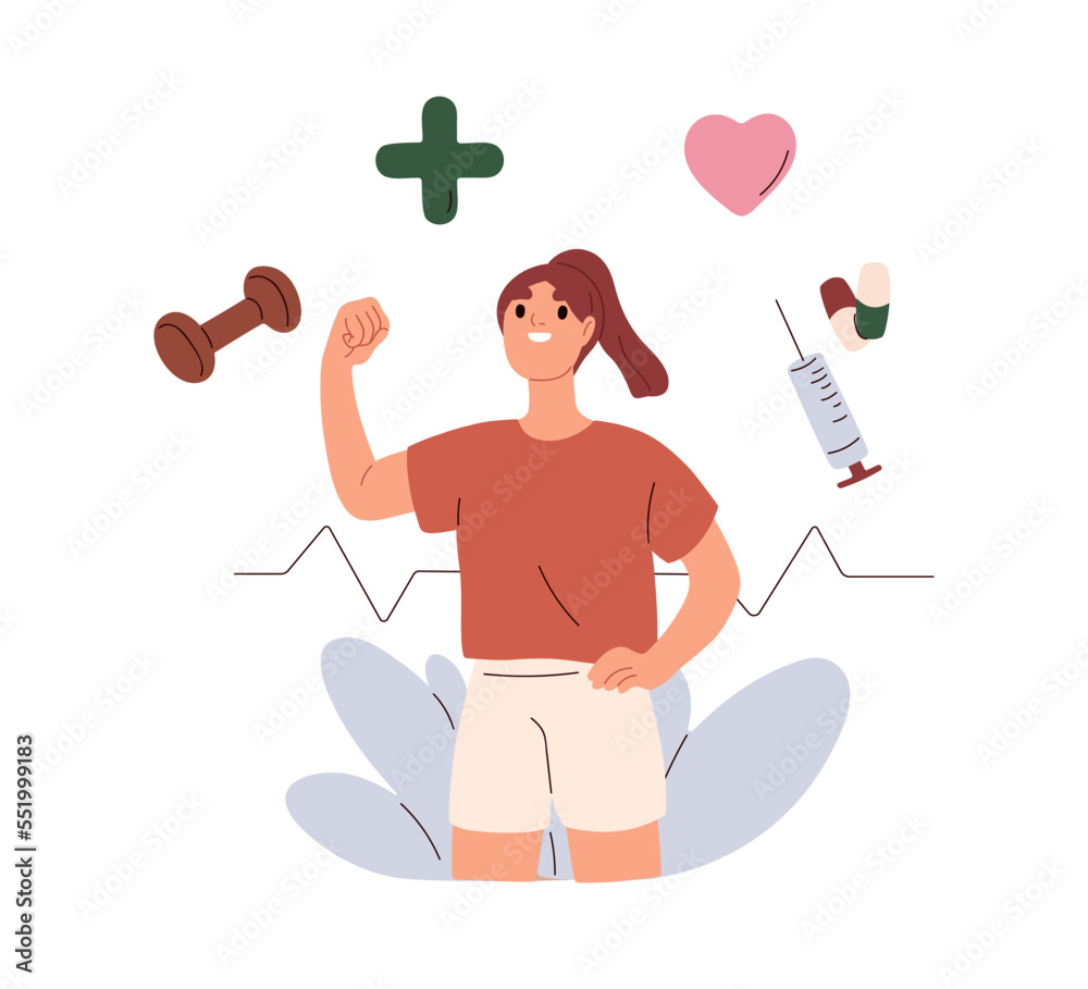 Healthcare concept. Happy healthy woman caring about heart wellness ...