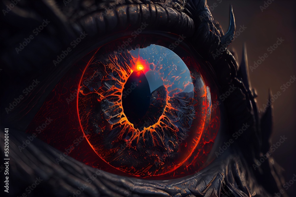 Illustration of an eye of a Dragon. Pupil focus. Fantasy background ...