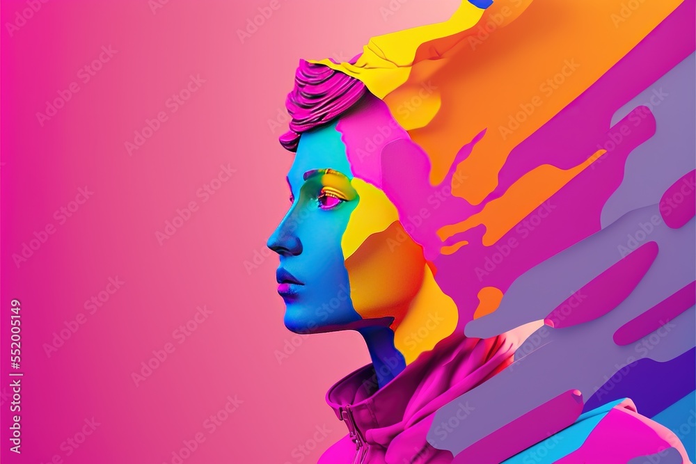 Pride illustration, transgender or gender non-binary person with the ...