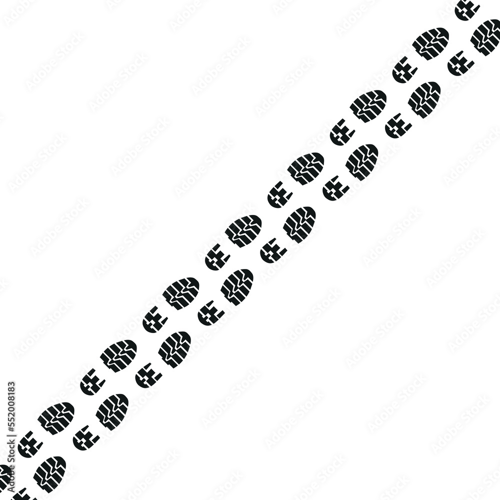 Step footprints path isolated on white background. Footprint human ...