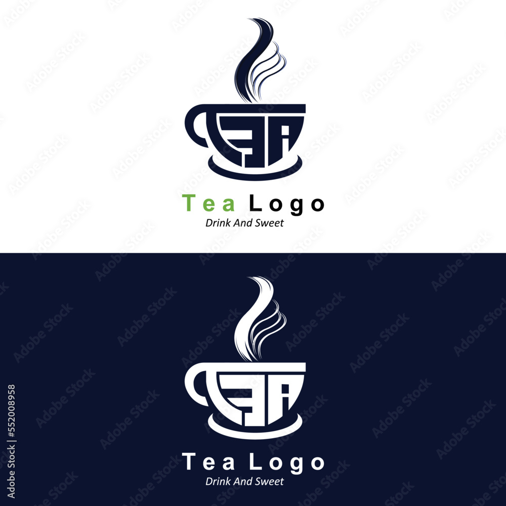 Tea logo design, vector drink icon from green leaves, for health Stock ...