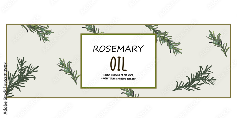 Rosemary food label or horizontal banner hand drawn design for food ...