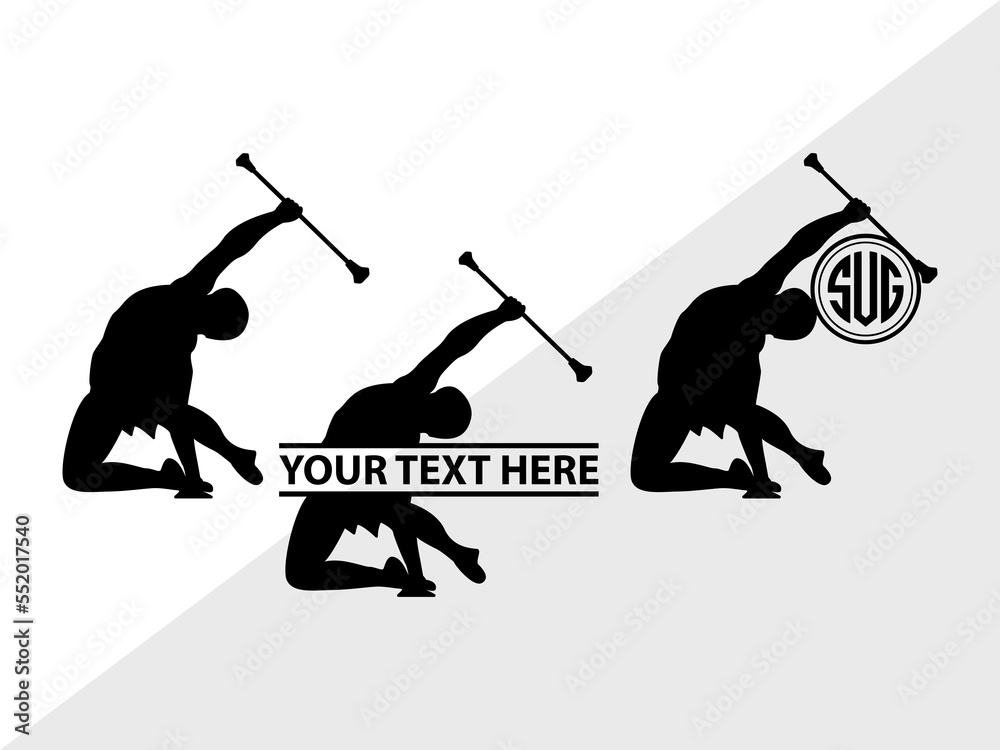 Vetor de Baton Twirling Monogram, Baton Twirling Silhouette, Baton ...