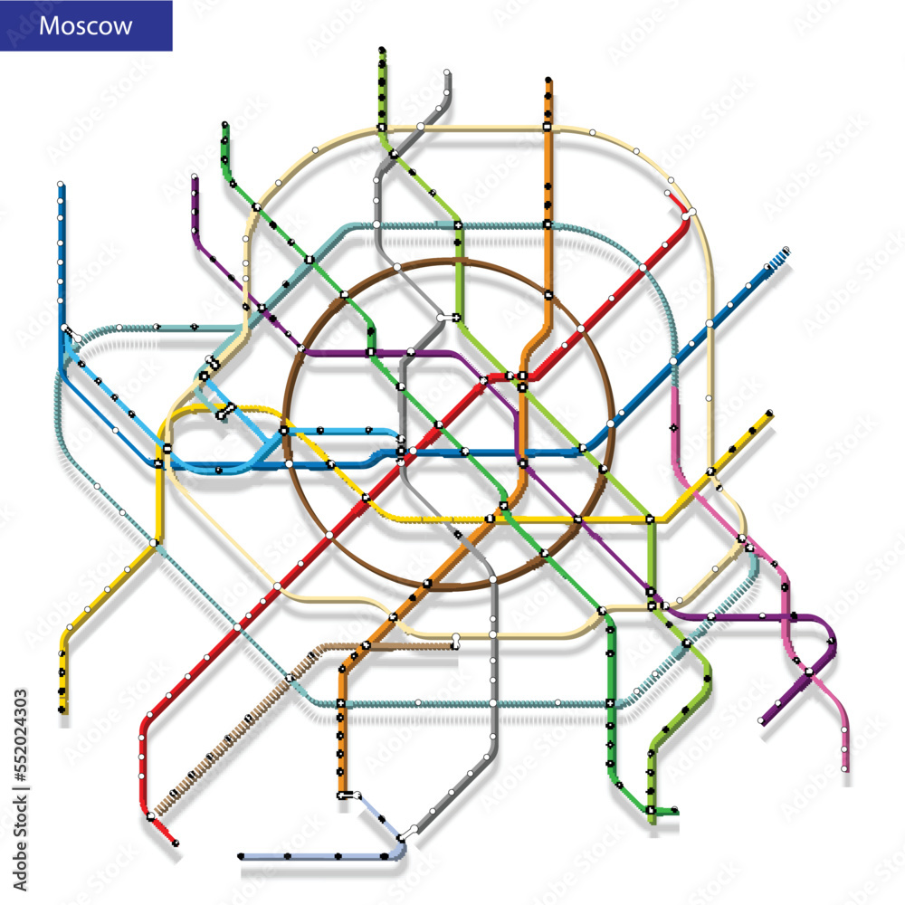 Map of the Moscow metro subway. Template of city transportation scheme ...