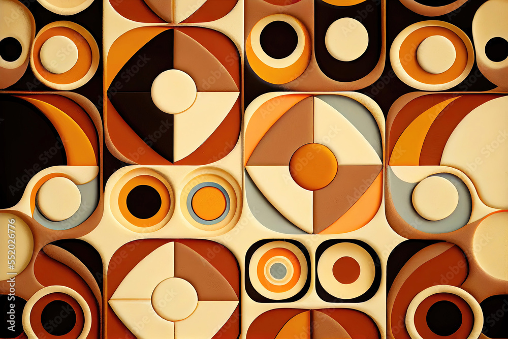 Abstract vintage 70s shapes in sepia colors as wallpaper background ...