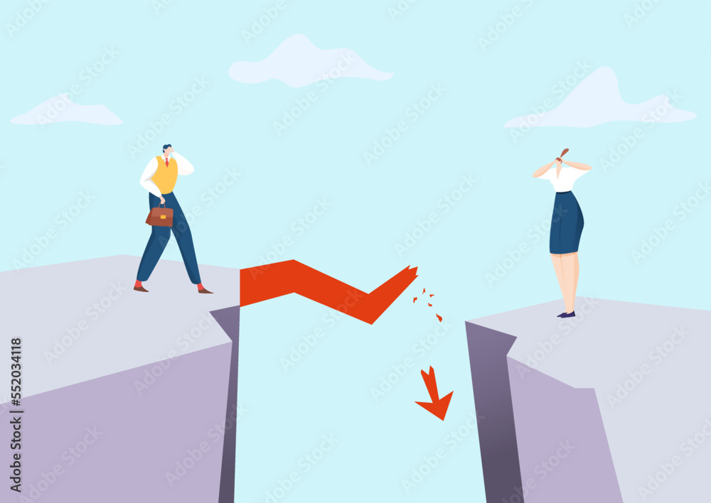 Business crisis concept, vector illustration, finance graph crash ...