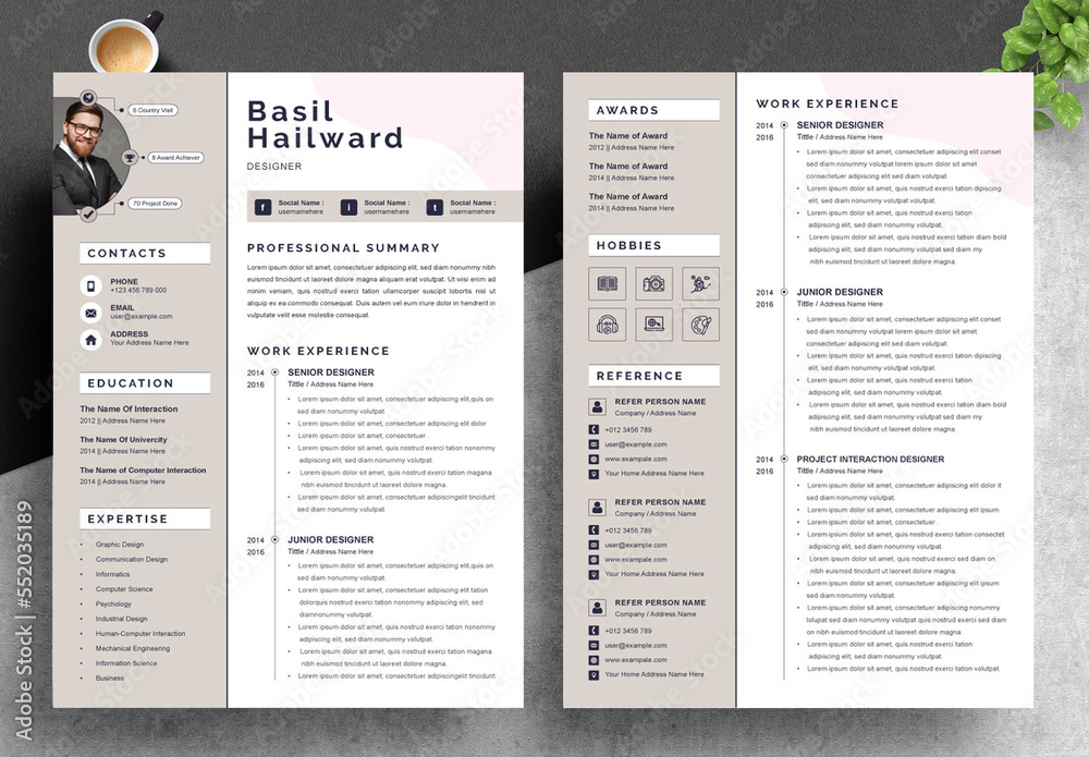 Modern Resume Template Design Stock Template | Adobe Stock