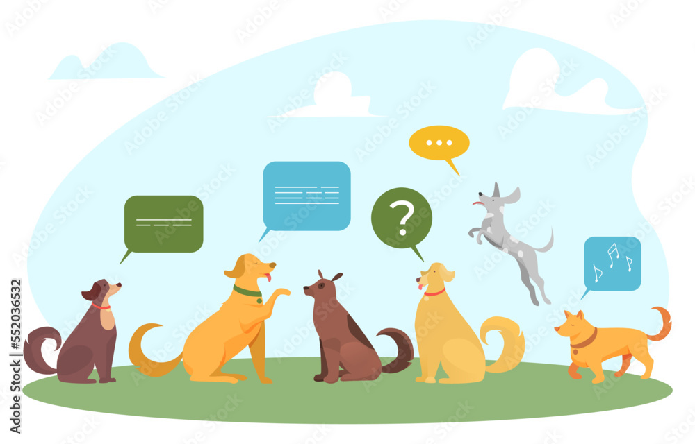 Cute dog with speech bubble, vector illustration, cartoon funny animal ...