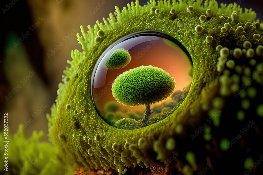 Extreme macro view of moss. Abstract biology background, microscopic ...