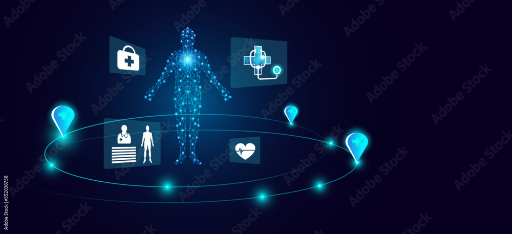 Abstract human and health icon. Medical, medical and treatment. Modern ...