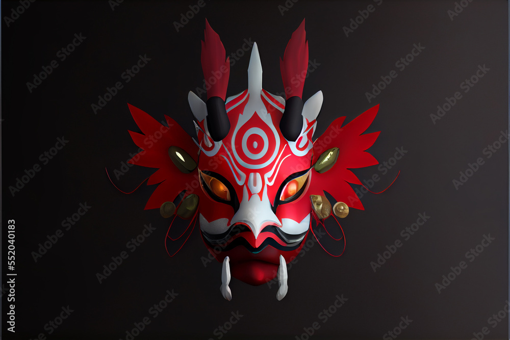 mock up display traditional Japanese Tengu masks generative AI, 3d ...