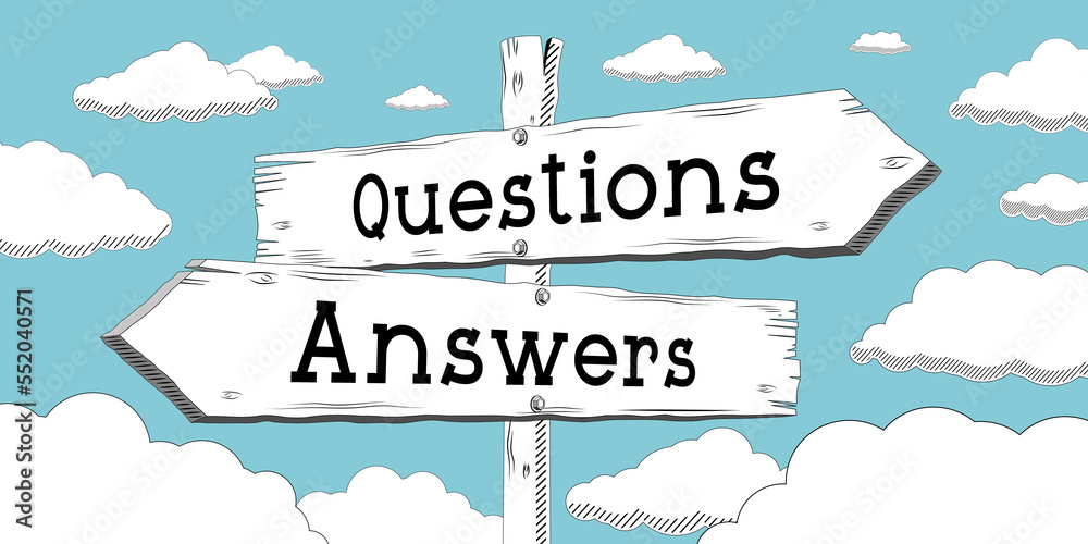 Questions and answers - outline signpost with two arrows Stock ... Questions and answers - outline signpost with two arrows Stock ...
