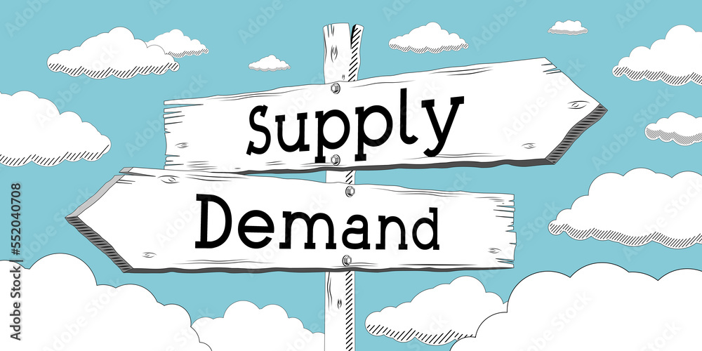 Supply, demand - outline signpost with two arrows Stock Illustration ... Supply, demand - outline signpost with two arrows Stock Illustration ...