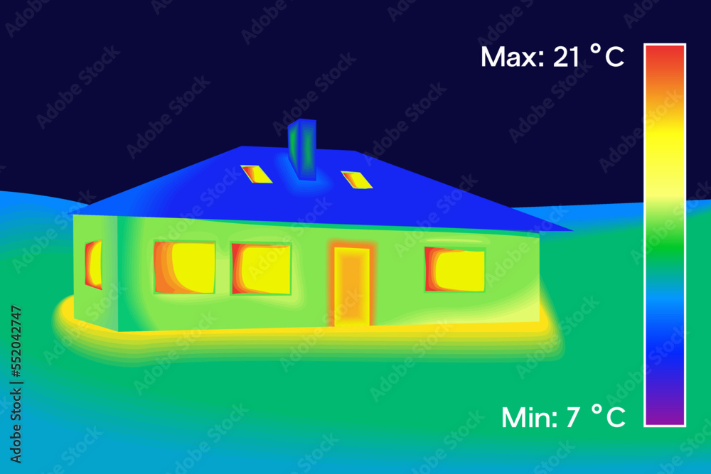 House facade for a thermal imager vector illustration. Stock Vector ...