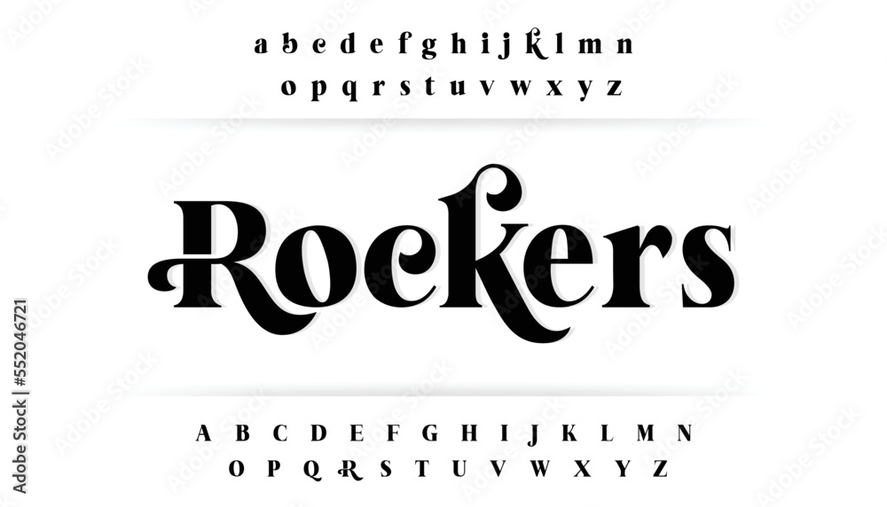 ROCKERS Sports minimal tech font letter set. Luxury vector typeface for ...