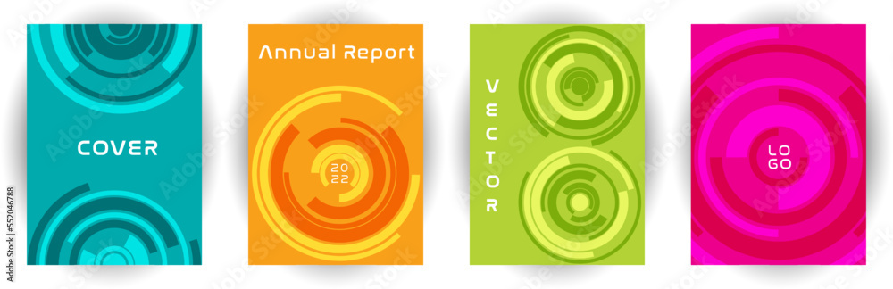 Annual report cover page layout vector collection with aim goal circle ...