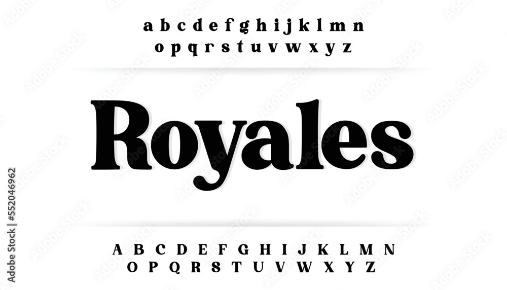 ROYALES Sports minimal tech font letter set. Luxury vector typeface for ...