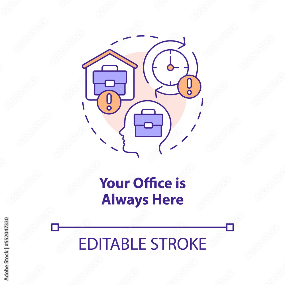 You cant leave home office concept icon. Remote job issue. Working ...